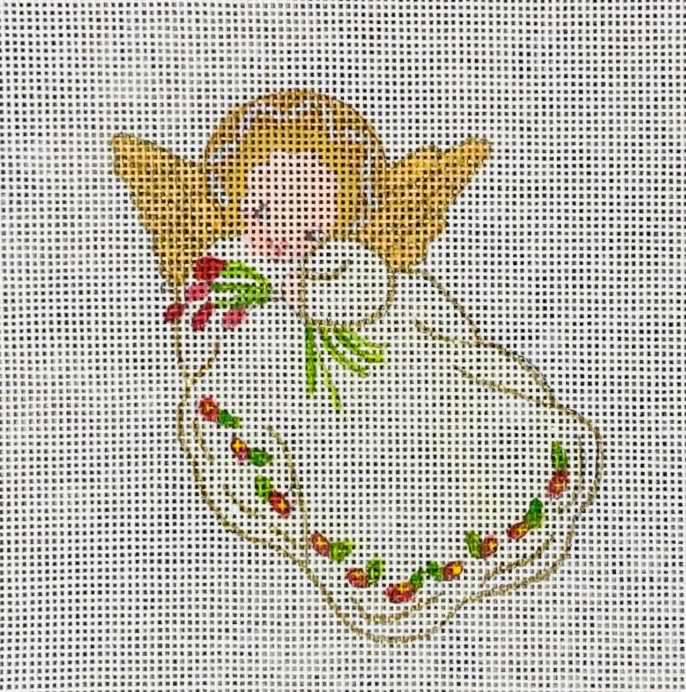 Ann Hanson Cherub with Bouquet – Barbara's Needlepoint