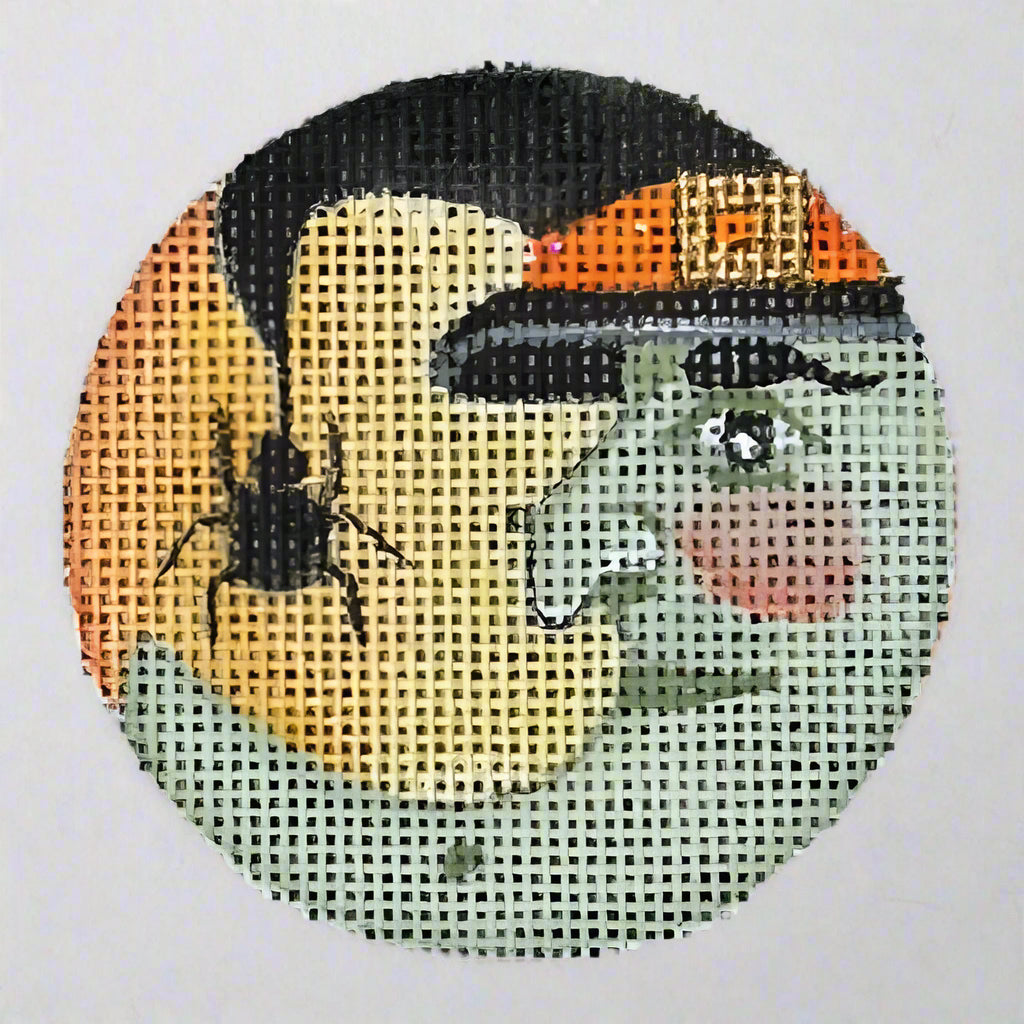 Cindy and Beth Witch Face Halloween Round – Barbara's Needlepoint