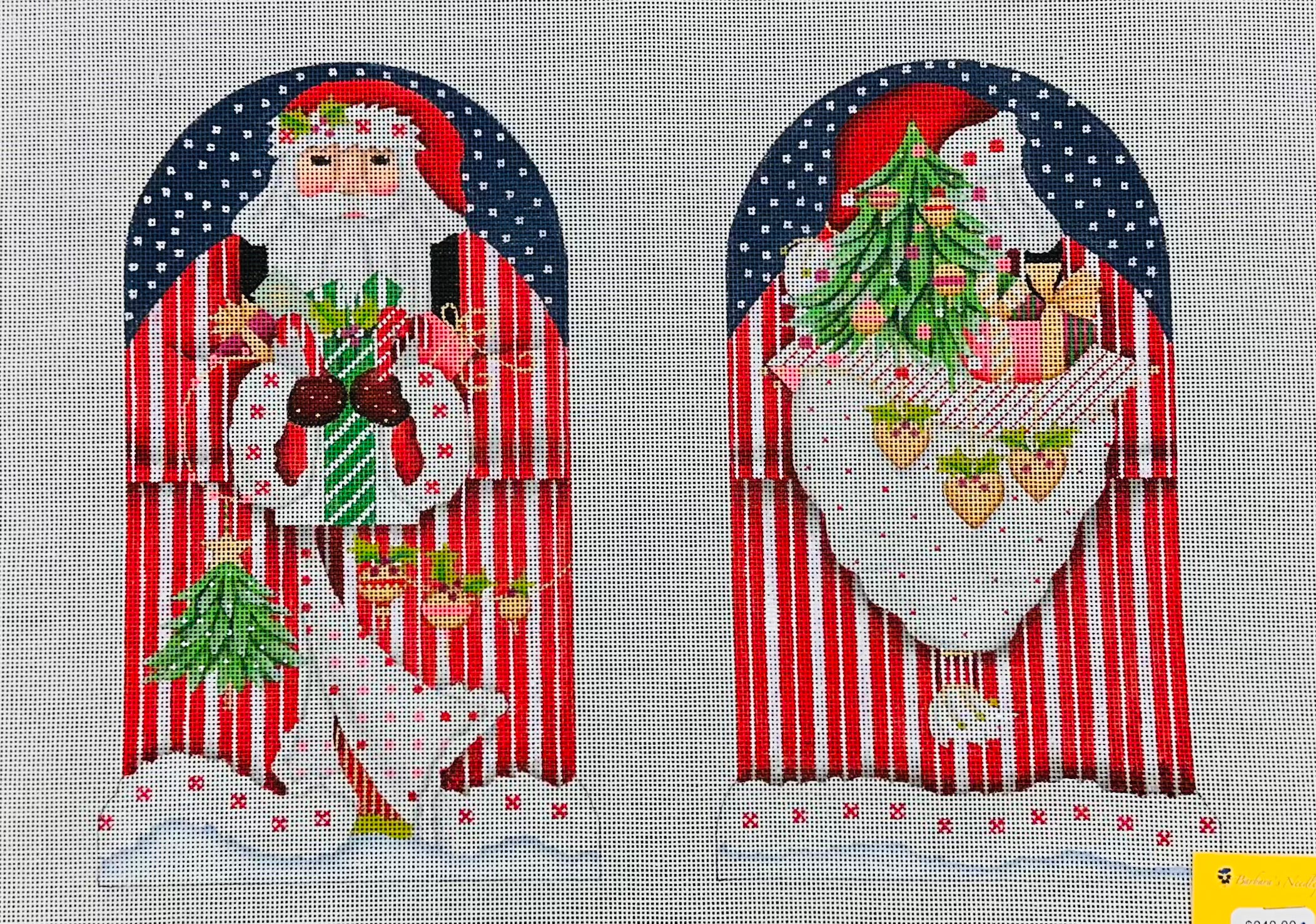 Melissa Shirley Two Sided Candy Cane Santa* – Barbara's Needlepoint