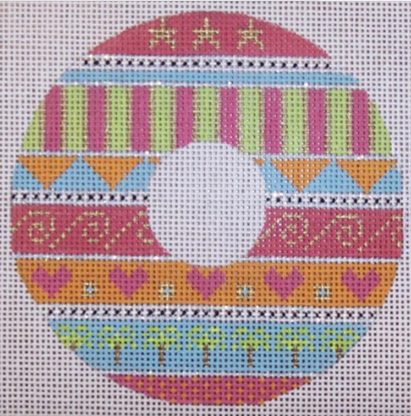 Eyecandy Tickled Pink Palm Tree Wreath – Barbara's Needlepoint