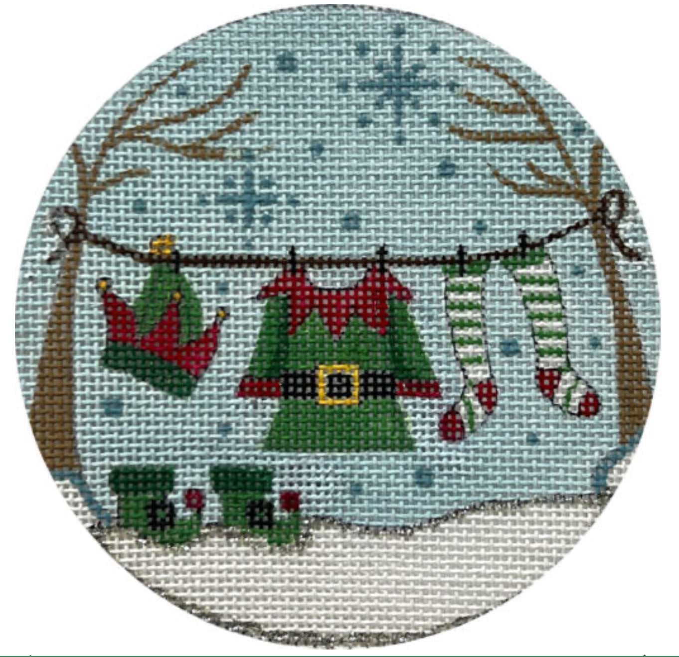 Alice Peterson Elf Clothesline – Barbara's Needlepoint