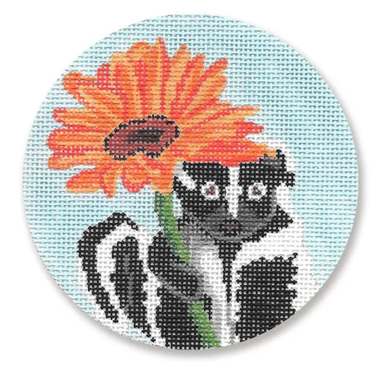 CBK Skunk with Flower – Barbara's Needlepoint