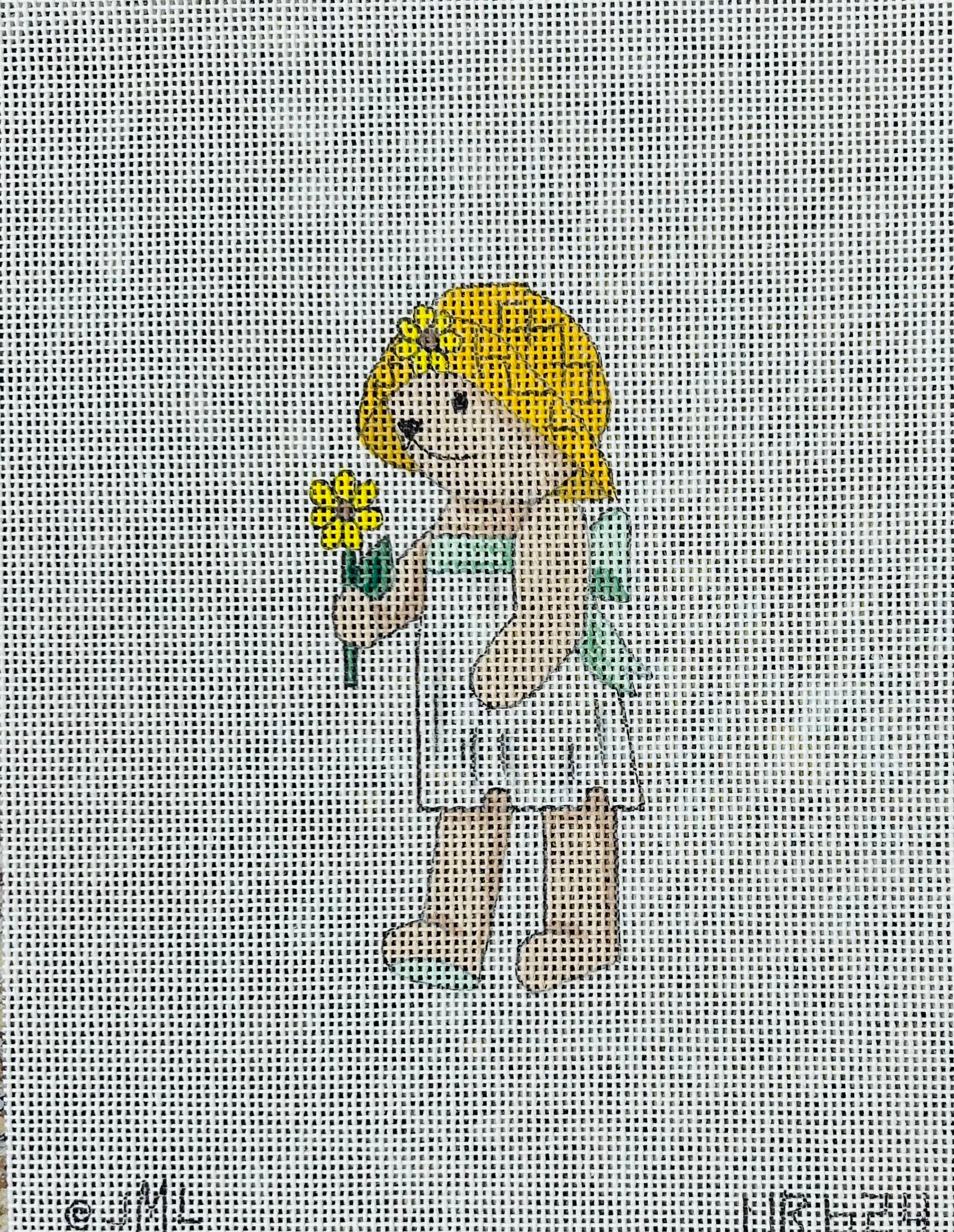 Under the Rainbow Mini Lady Bear with Daisy* – Barbara's Needlepoint