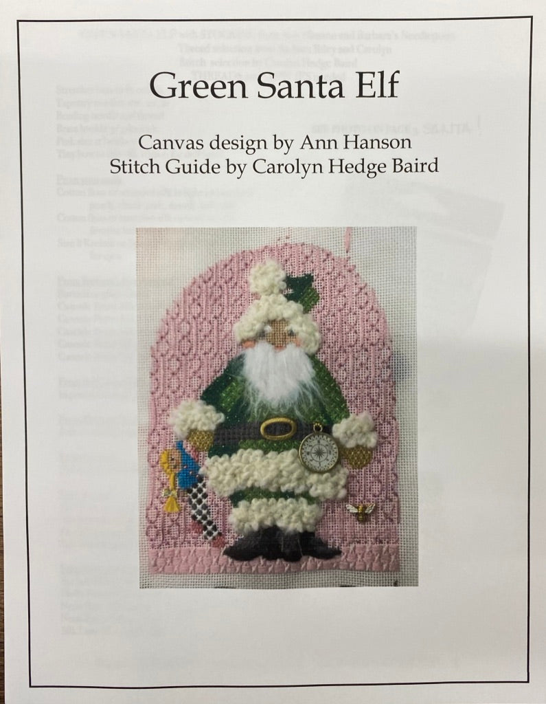 Green Santa Elf SG (Little Santa w/Green Coat) – Barbara's Needlepoint