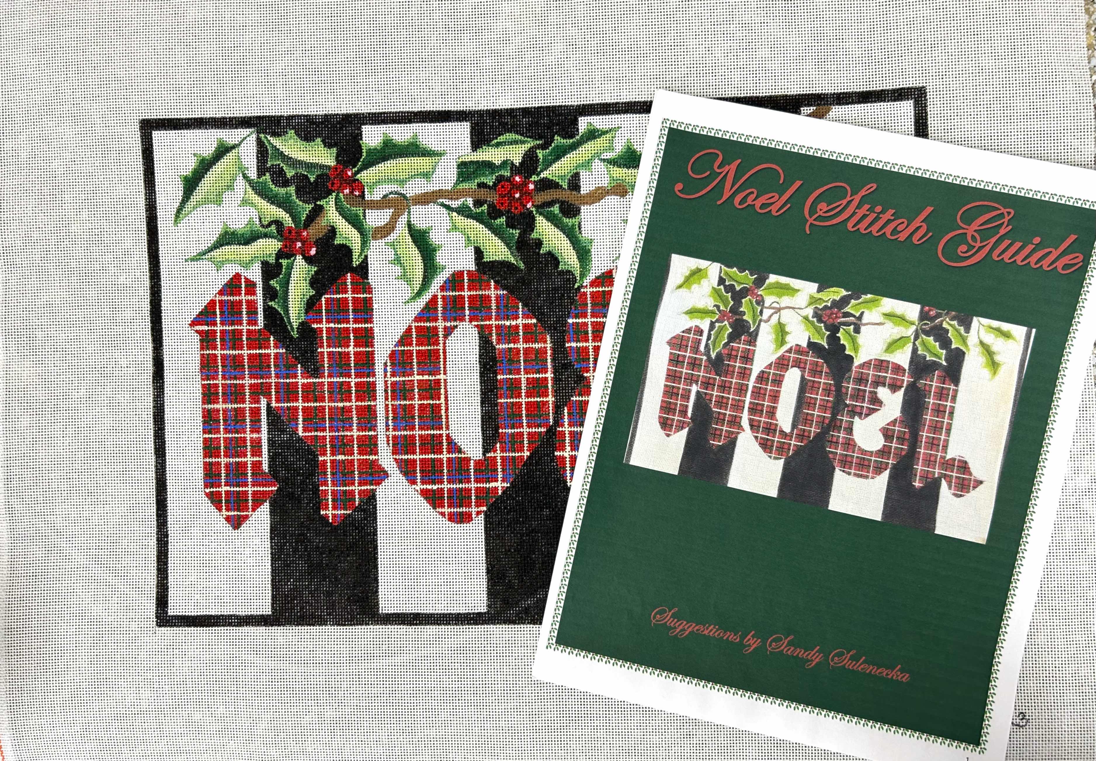 Cindy and Beth NOEL Plaid on Black and White Stitch Guide for 18 mesh ...
