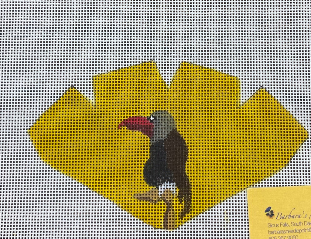 Ann Hanson Strawberry Vulture on Yellow – Barbara's Needlepoint